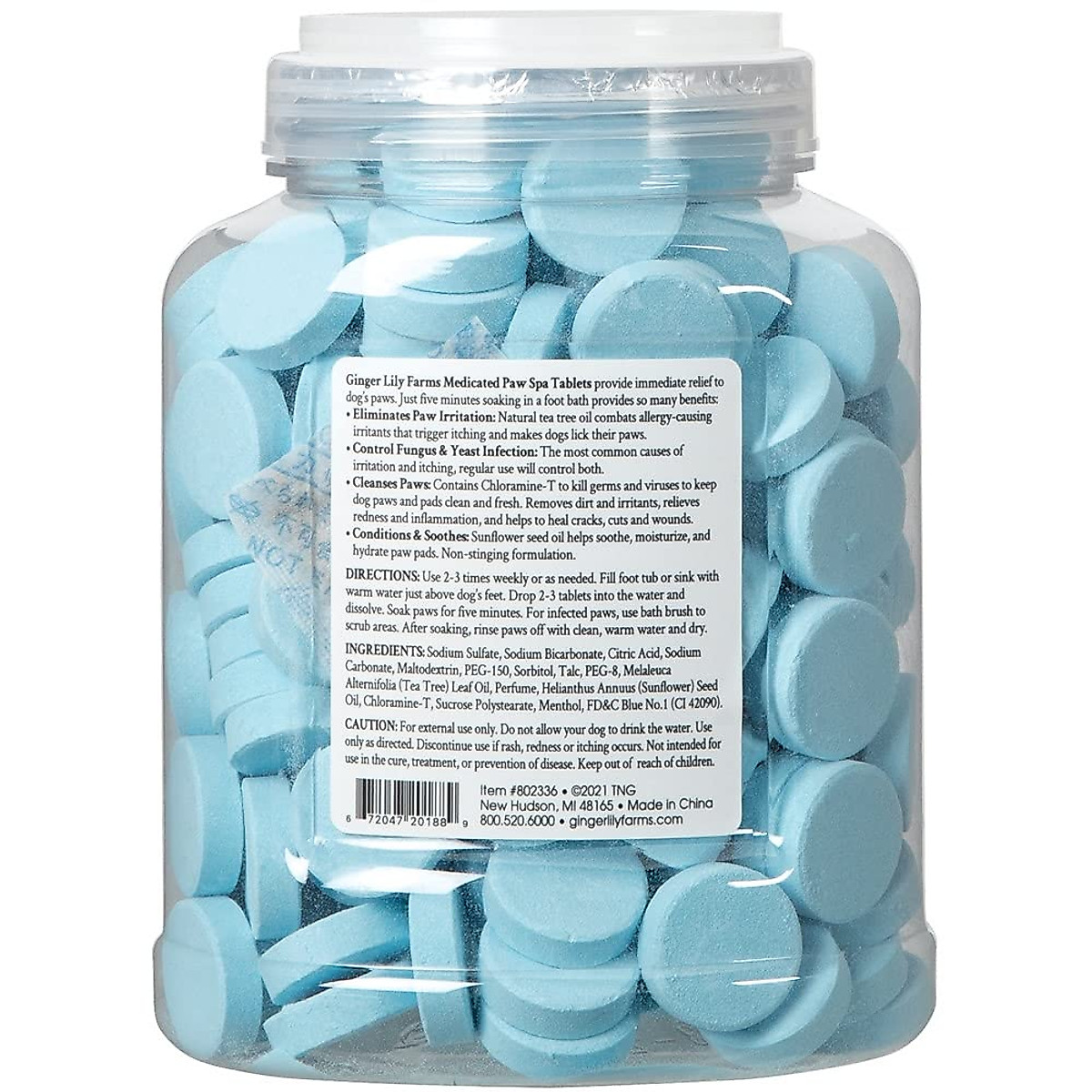 Ginger Lily Farms Dog & Pet Formula Medicated Paw Spa Tablets, 100% Pet Safe & Cruelty-Free, 165-Count