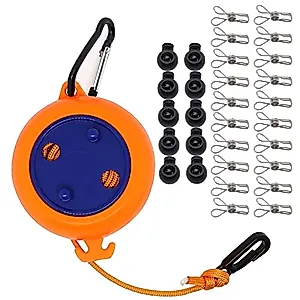YuGtcen YuGtcen Retractable Clothesline, 26 Ft Portable Travel Clothes Line Cord Indoor, Adjustable Camping Clothes line Outdoors Set, Clothesline Rope for Hotel Camping Backyard with Clothespins