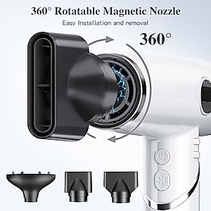 Hair Dryer, slopehill Professional Foldable Blow Dryer, Ionic Hairdryer, High-Speed Blowdryer for Fast Drying, Portable Compact for Travel, Magnetic Diffuser & Nozzle, LCD Display