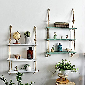 PIBM Stylish Simplicity Shelf Wall Mounted Floating Rack Shelves Wooden Store Display 1 Layer/ 2 Layers / 3 Layers / 4 Layers,4 Colors, Green , 49.5X14X90cm