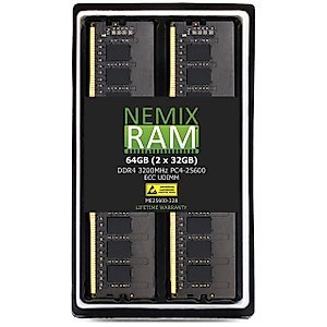 64GB 2x32GB DDR4-3200 PC4-25600 2Rx8 ECC Unbuffered Server Memory by NEMIX RAM