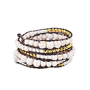 Spirit Wrist Eden Wrap Beaded Bracelets – Boho Bracelets for Women & Men – Gold Hematite + Brown Bead Bracelet – Handmade in Bali Women’s & Mens Bracelet – Great Gift for Women & Men