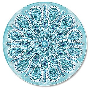 CounterArt Ocean Fantasy 4mm Heat Tolerant Round Tempered Glass Cutting Board 16" Round Manufactured in the USA Food Preparation Board, Cake Plate, Pizza Stand