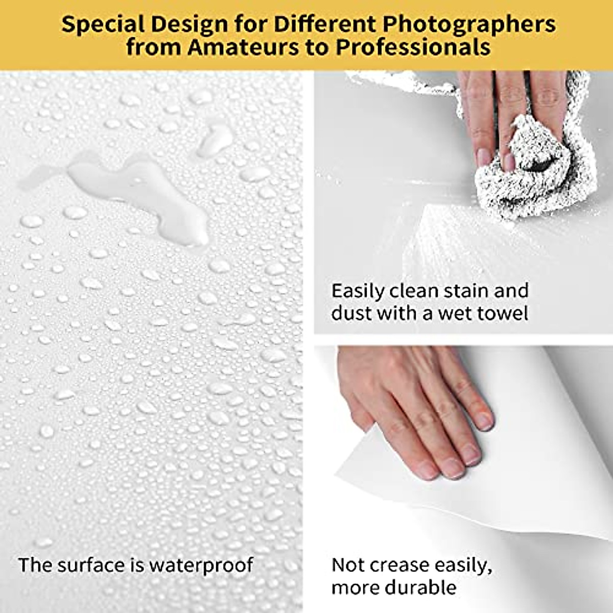 Meking 48X80 Inch PVC Backdrop Matte&Smooth PVC Background White Background Backdrop Paper for Product Video Photography Photo Studio