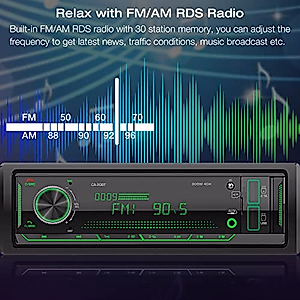 Single Din Stereo Marine Radio: Bluetooth Car Audio Receivers with Digital LCD Display | FM AM Car Radio | USB/SD/AUX/MP3 Player | 2.1A Quick Charge | APP Remote