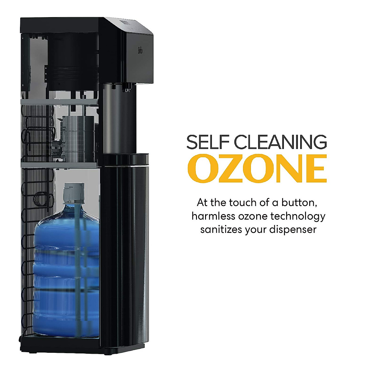 Brio CLBL720SCBLK Moderna Self Cleaning Bottom Load Hot, Cold & Room Water Cooler - New Black Stainless Steel - Tri Temp W/Touch Dispenser Feature