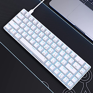 DIERYA T68SE Mechanical Gaming Keyboard, LED-Backlit Wired Keyboard, Ultra-Compact Mini 68-Key White Keyboard with Brown Switches, Anti-Ghosting Keys, for Windows Laptops and PC Gamers