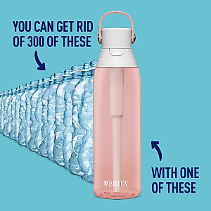 Brita Insulated Filtered Water Bottles with Straw, Reusable, BPA Free Plastic