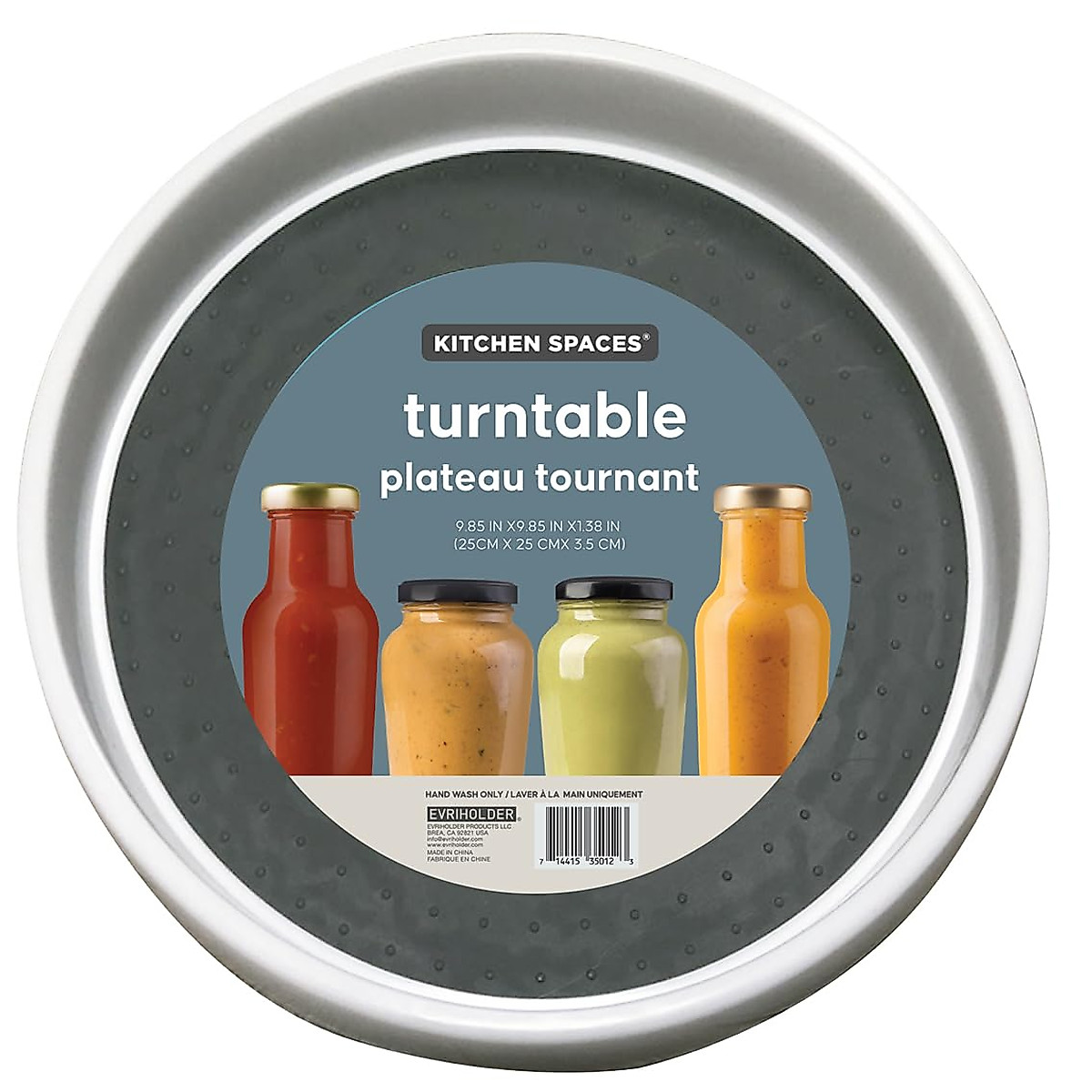 Kitchen Spaces Non-Skid Lazy Susan Pantry/Cabinet Turntable Organizer, Gray, Standard, (3061A12-AMZ)