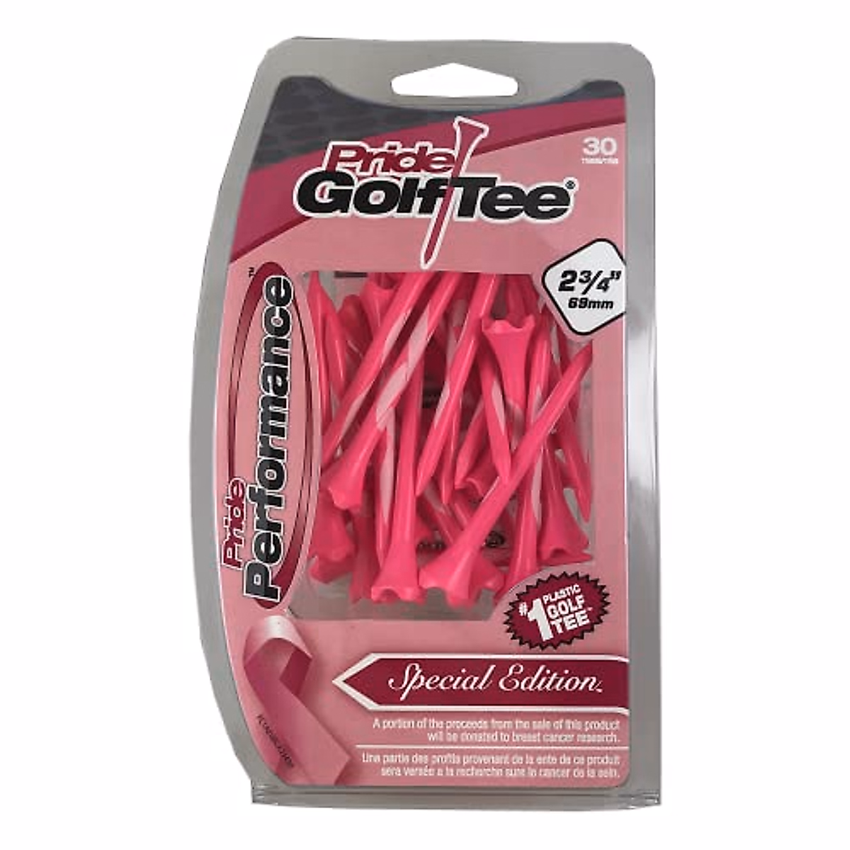 Pride Performance Breast Cancer Awareness Tees 2-3/4", 30 Count