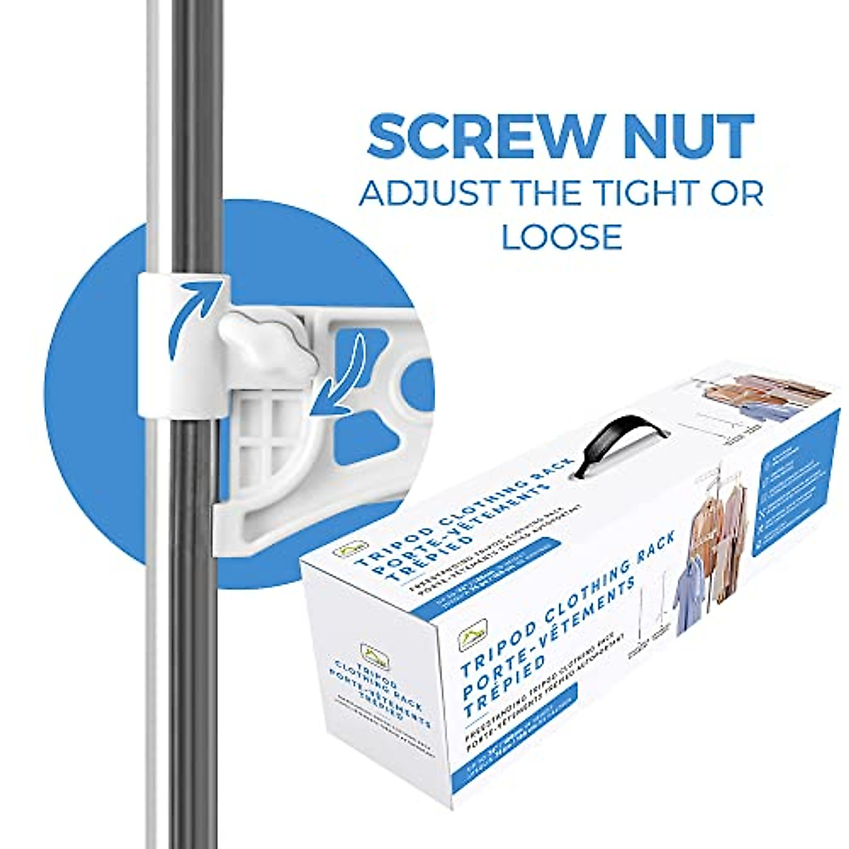 Home Spirit Tripod Clothing Rack, Indoor Clothes Drying Rack for Laundry, Foldable for Storage, Adjustable Height Up to 74", Five Removable Adjustable Hangers, Holds Up to 36 Garments