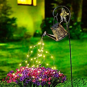 Joiedomi Solar Watering Can Figurine Lights, Metal Waterfall Garden Lights with Shepherd Hook(39 Inch), Outdoor Waterproof Decorative Watering Can for Patio, Lawn, Garden, Pathway