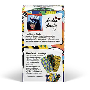 Curad Kendra Dandy Designer Adhesive Fabric Bandages (50 Count Variety Pack), 4 Colorful Patterns, 35 count Standard Bandages & 15 count XL Bandages