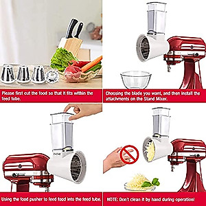Slicer/Shredder Attachments for KitchenAid Stand Mixers, Food Slicers Cheese Grater Attachment, Salad Maker Accessory Vegetable Chopper with 4 Blades Dishwasher Safe