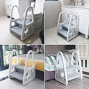 Gupamiga Toddler Step Stool for Kids，Toddler Step Ladder for Step Stool for Bathroom, Kitchen and Toilet Potty Training Learning Helper with Handles (Two Floors)