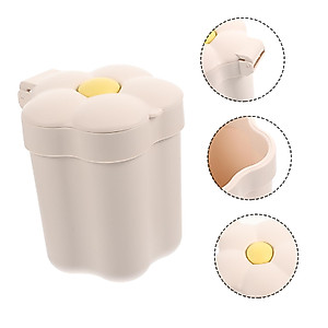 Ciieeo Mini Desktop Trash Can Flower Shaped Desktop Garbage Bin Cute Countertop Trash Can Kawaii Waste Bin Plastic Garbage Bin Tabletop Wastebasket for Office Home White