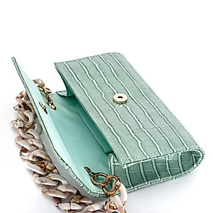 Naimo Crocodile Clutch Purses for Women Snake Print Leather Evening Bag Shoulder Handbag with Chunky Acrylic Chain