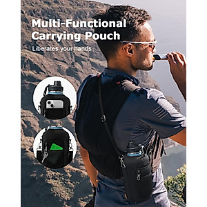 64oz Water Bottle Insulated with Straw & 2 Lids, INSPI Double Wall Vacuum Stainless Steel Metal Large Jug with Handle, Wide Mouth Flask Mug with Carry Pouch, Keep Cold Hot for Travel, Indigo Black