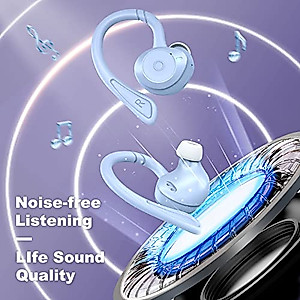 comiso Wireless Earbuds Bluetooth Headphones, True Wireless in Ear Bluetooth 5.1 Earbuds with Microphone, Deep Bass, IPX7 Waterproof Loud Voice Earphones for Sport Outdoor Running Gym Workout(Purple)