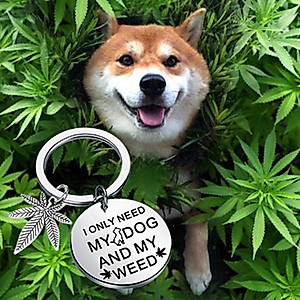 Cannabis Dog Lover Gift Cannabis Weed Gift Marijuana Weed Keychain Funny Dog Weed Jewelry I Only Need My Dog And My Weed (KEY-Dog Weed S)