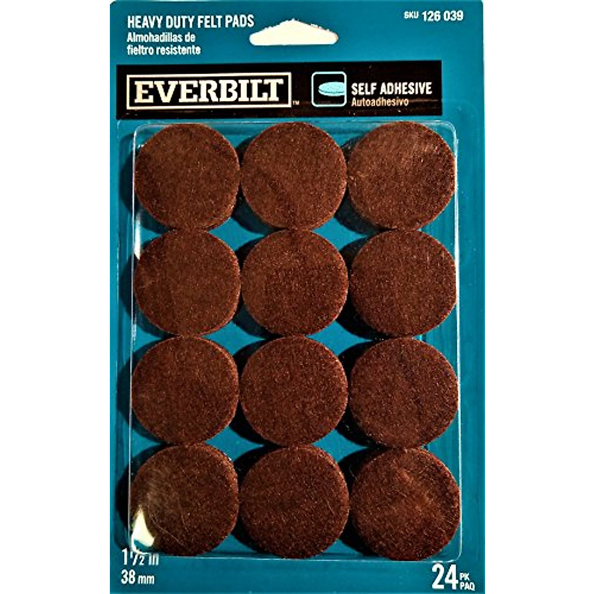 1-1/2 in. Brown Heavy-Duty Self-Adhesive Felt Pads (24-Pack)