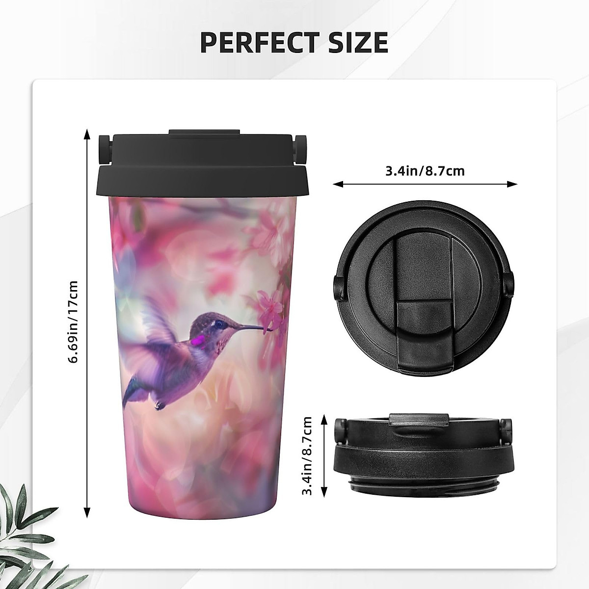 WANGZHAO Humming bird Print Double Wall Stainless Steel Vacuum Insulated Tumbler Cup Home Thermal Cup