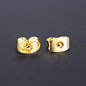 18K Gold Plated Earring Backs 20pcs Gold Earring Backs Replacements Hypoallergenic Secure Earring Backs for Studs Hooks Earrings