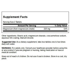 Swanson Magnesium Citrate - Super Strength 112.5 mg 240 Tabs 2 Pack