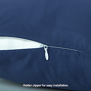 FLXXIE 2 Pack Zippered Satin Toddler Pillowcases, 13x18 Inches, Luxury and Silky Soft Travel Zip Pillow Cases for Boys and Girls, Navy Blue