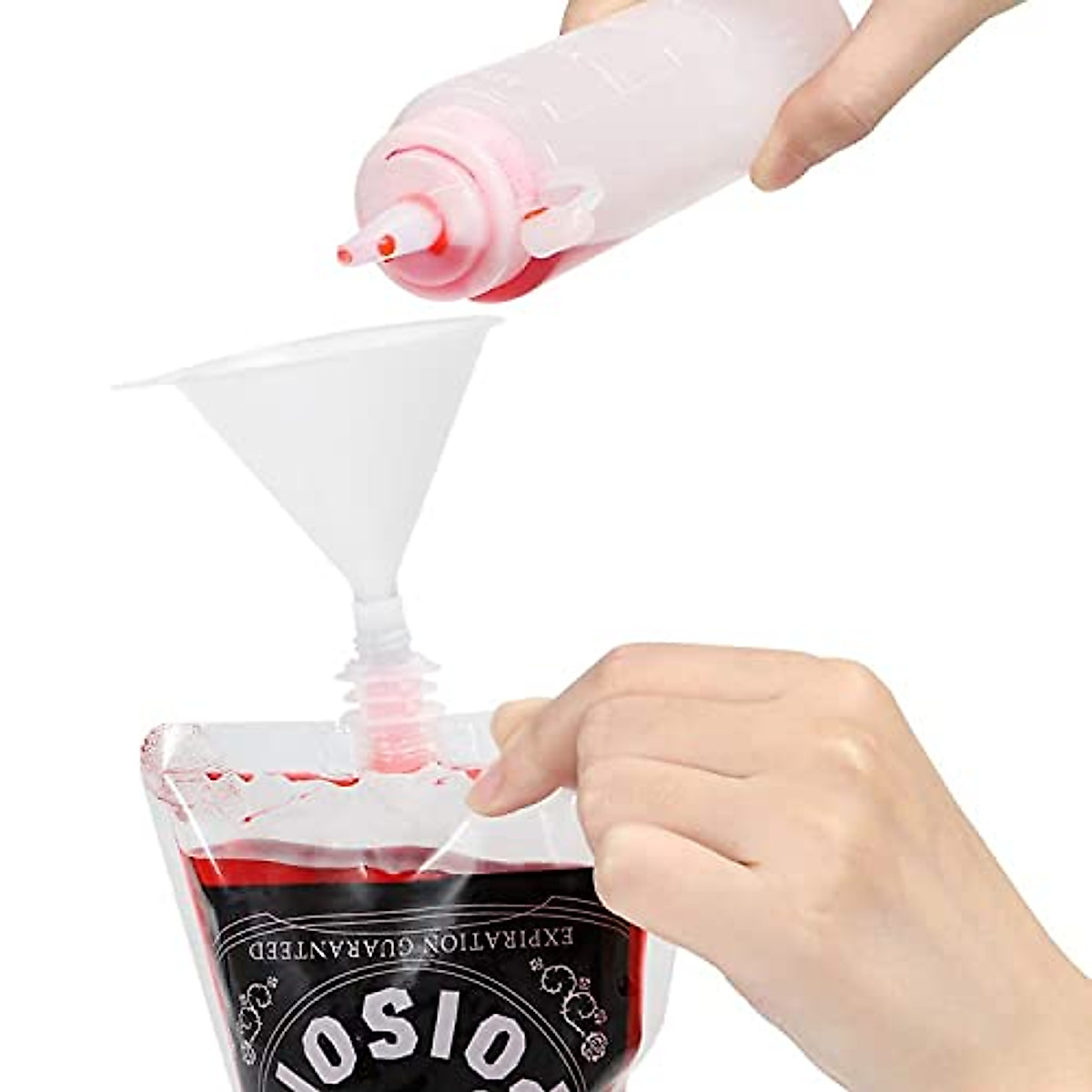 21 Packs Halloween Blood Bags for Drinks,Reusable Blood Cups Containers with Funnel Reusable Drink Container for"Blood" of Theme Parties for Drinks Halloween Zombie Vampire Party Favors Costumes Props