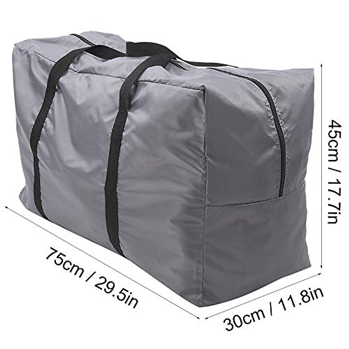 29.5x17.7x11.8in Large Storage Bag Polyester Foldable Carry Bag with Zippers and Handles Travel College Tote for Clothes Comforters Pillow Kayaks Gas Fishing Boats Rubber Boats(Gray)