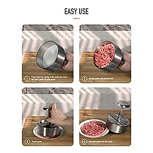 Baffect Burger Press, Adjustable Stainless Steel Burger Maker, Non-stick Patty Mold for Homemade Hamburger (Diameter 11 cm / 4.33 inches)