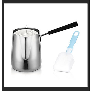 Pilipane 12oz Turkish Coffee Heat Pot, Milk Butter Warmer Pot, tovetop Melting Boiling Pot with Spout, Arabic Coffee Maker for Maple Syrup, Sauce Heating, 18/8 Stainless Steel