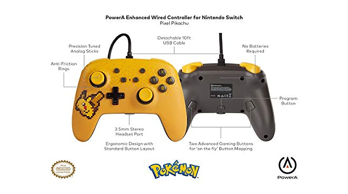PowerA Pixel Pikachu Wired Controller for Nintendo Switch