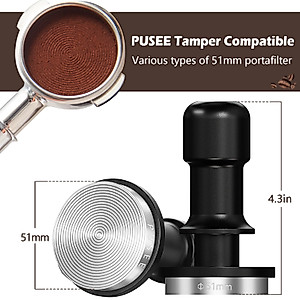 PUSEE 51mm Espresso Coffee Tamper,Premium Calibrated Espresso Tamper 30lb Coffee Tamper with Spring Loaded,100% Stainless Steel Ground Tamper for Barista Home Coffee Espresso Accessories Upgrade3.0