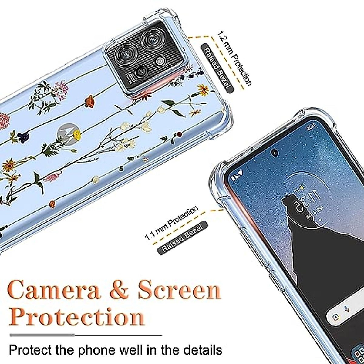 GTBDEKI Phone Case for Motorola ThinkPhone Case, Moto ThinkPhone Case with Screen Protector, Clear Case with Flower Garden Patterns Protective Phone Cover for Motorola ThinkPhone Floral Garden