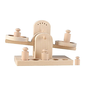 iplusmile Wooden Scale Wooden Montessori Math Materials Weighing Scale Set Preschool Educational Learning Tool 1 Set