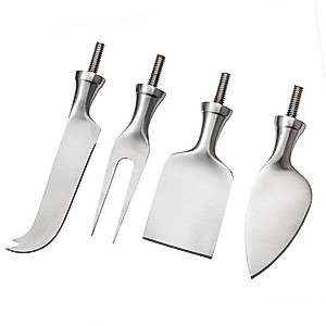 ROCKLER Cheese Spreader Knife Turning Kit (4-Piece) – Custom Wood Handle Stainless Steel Cheese Knives Set w/ 1/4-20 Threaded Inserts - Charcuterie Utensils w/Parmesan Knife, Cheddar Knife, & More