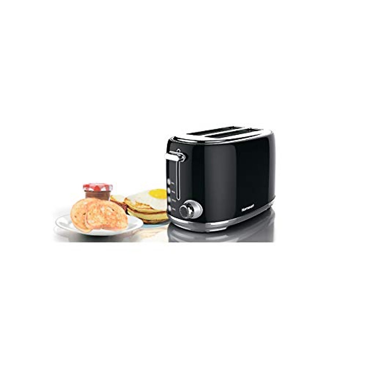 Homeart Artisan 2-Slice Toaster - Stainless Steel With Removable Crumb Tray, Adjustable Browning Control With Multiple Settings to Cancel, Defrost and Bagel - 800W, Black