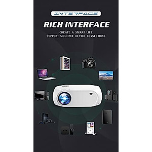 Laptop Projector Computer Projector WiFi Portable Projector Upgrade 1080P for Home Outdoor Movie with Zoom for Android iOS Windows PS5 Laptop TV-Stick Compatible with HDMI,USB,VGA,Audio,TF Card,AV