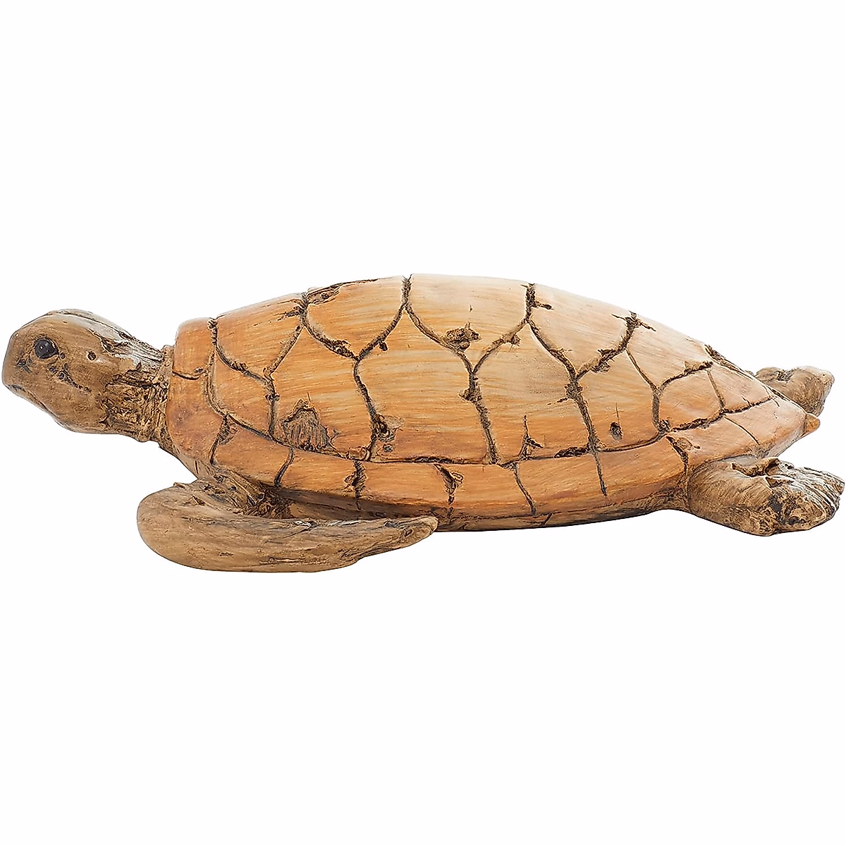 Driftwood Sea Turtle Statue Rustic Wood Look Garden Turtle Coastal Home Decor