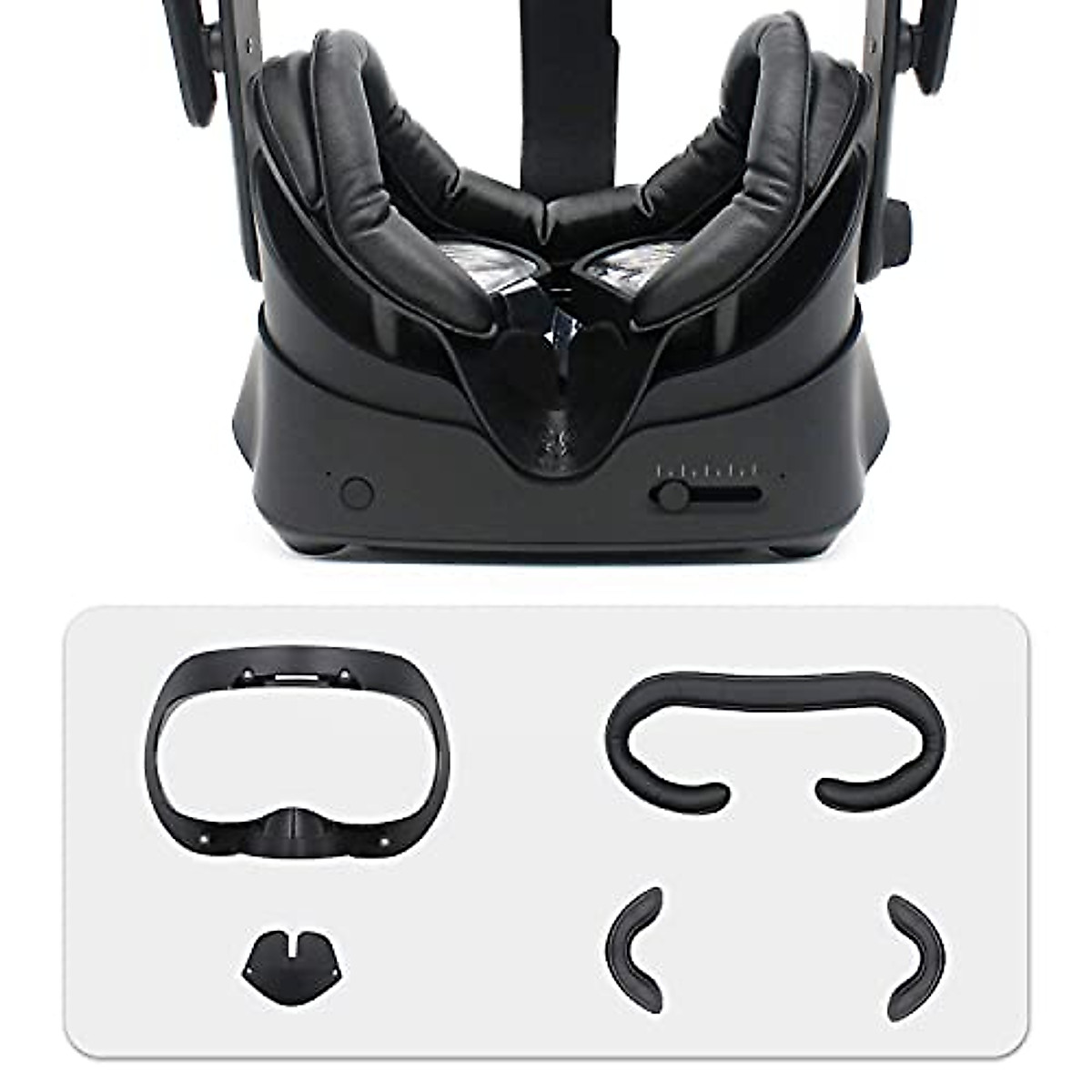 AMVR VR Headset Display Stand and Controllers Holder,Facial Interface Bracket & PU Leather Foam Face Cover Pad Replacement Comfort Set for Valve Index Headset (VR Stand + Face Cover)