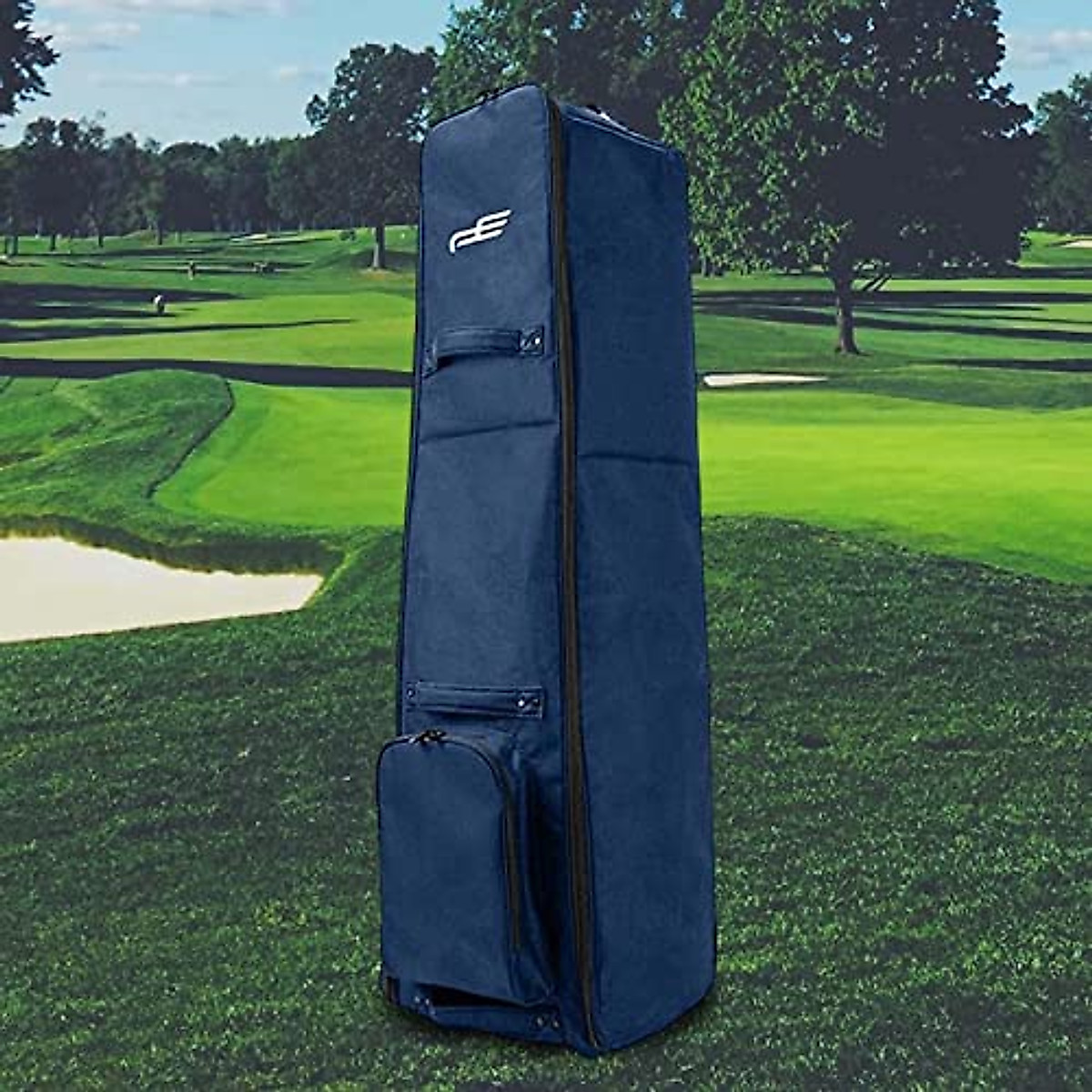 Universal Golf Bag with Wheels Aviation Bag Heavy Duty Carrier 600D Oxford Padded Cover Wear Resistant Folding for Airlines Fan (Color : Blue)