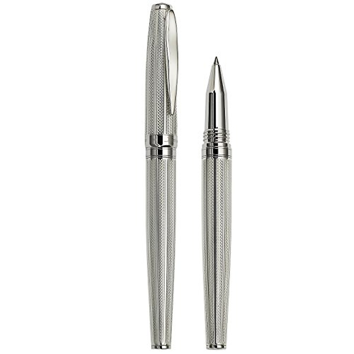 Xezo Solid 925 Sterling Silver Serialized Fine Rollerball Pen with Screw-On Cap (Maestro 925 Sterling Silver R-1)