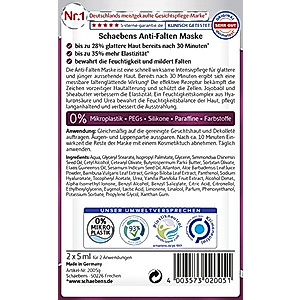 Schaebens Anti-Aging/Anti-Wrinkle Face Mask with hyaluronic acid, jojoba oil and sheabutter- for 20 Applications (Pack of 10 x 2 units. 5 ml per unit)- for all skin types