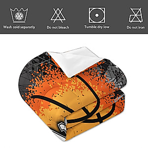 ZBIGTEE Basketball Comforter Set for Boys Kids Teens, Fire Pattern Basketball Boy Bedding Full Size Kids Comforter Set Orange Basketbal Ball Quilt Queen with with 1 Comforter and 2 Pillowcases