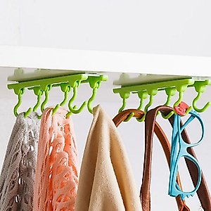 OLIVE US-Towel Hanger Home Kitchen Utensils 6 Hooks Holder Organizer Storage Rack Hanger(Green)