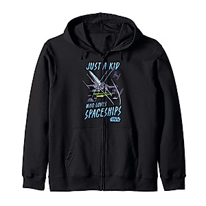 Star Wars Just A Kid Who Loves Spaceships X-Wing Zip Hoodie