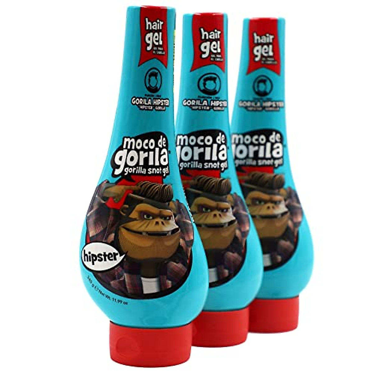 Moco de Gorila Hipster Hair Gel | Trendy Hair Styling Gel with Long-lasting Hold, Gorilla Snot Gel is the Ultimate Hair Gel to create any Hipster Mainstream Hairstyle; 11.9 oz Squizz Bottle (3 Pack)