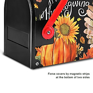 Wamika Thanksgiving Day Sunflower Turkey Pumpkin Mailbox Cover Magnetic Standard Size,Autumn Give Thanks Letter Post Box Cover Wrap Decoration Welcome Home Garden Outdoor 21" Lx 18" W